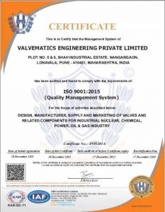 Certificate — Valvematics